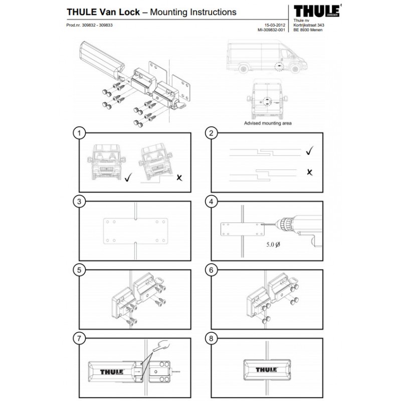 CIERRE SEGURIDAD FURGONETA THULE VAN LOCK